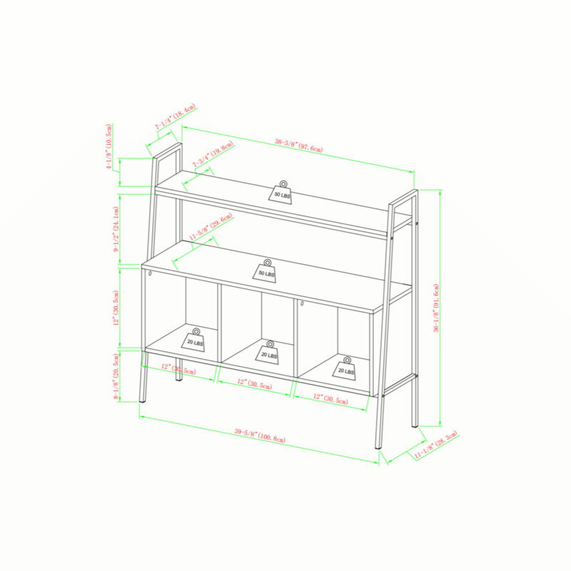 17 Stories Modern Industrial Metal And Wood 3-Cubby Storage Console ...