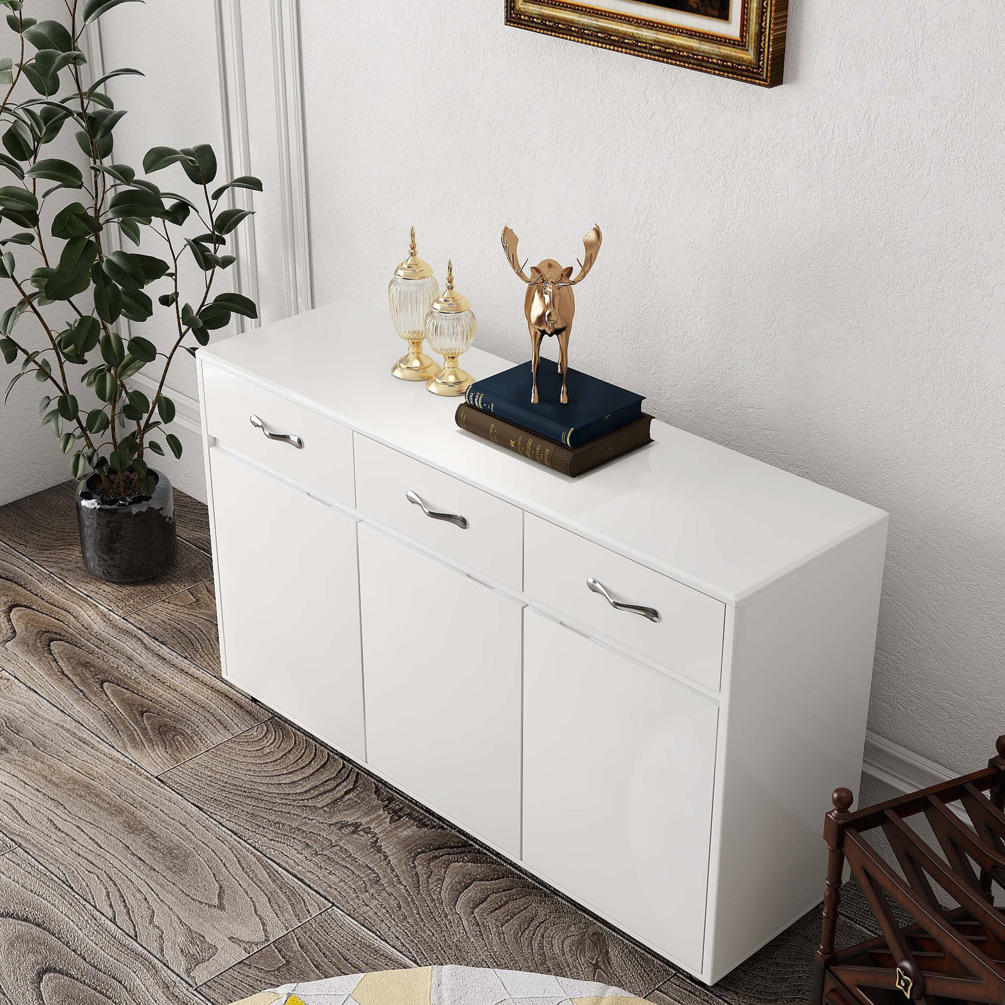 Latitude Run® Three Doors Side Table-White | Wayfair