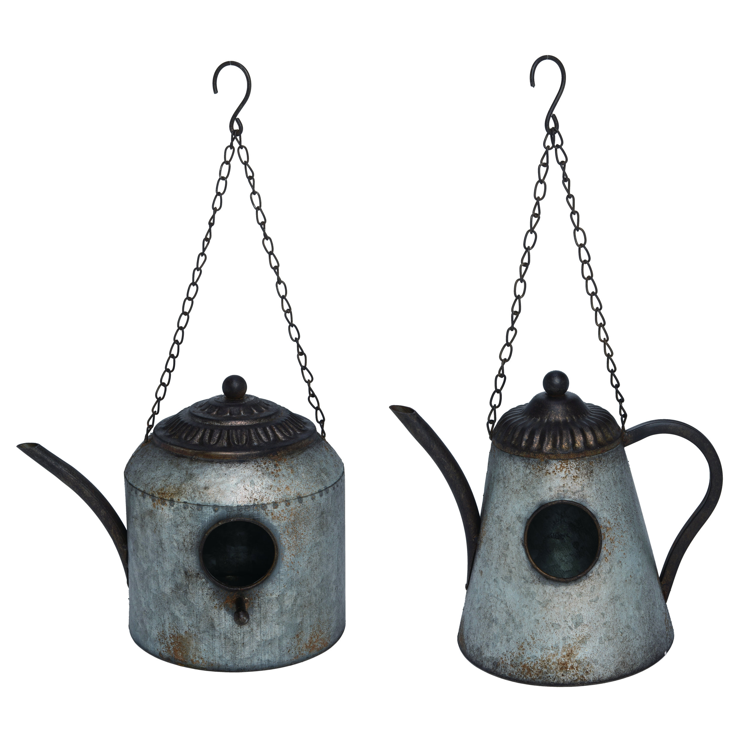 August Grove® Metal Rustic Teapot Set of 2 Spring Home Decorations ...