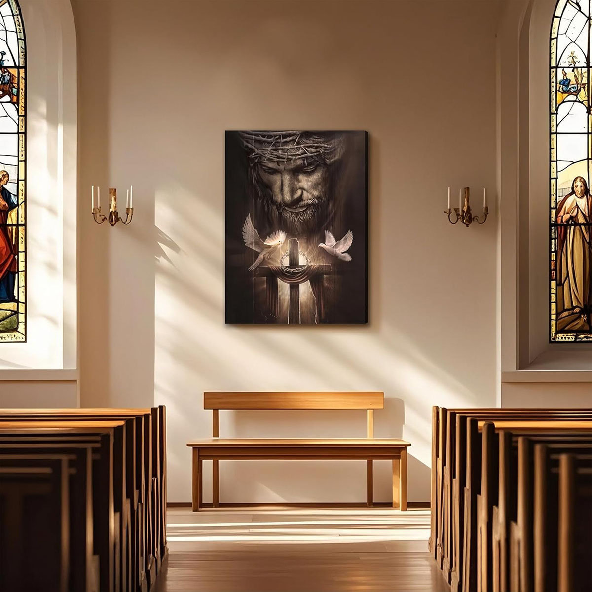 Astoria Grand Framed Jesus Christ Canvas Wall Art The Cross And Peace ...