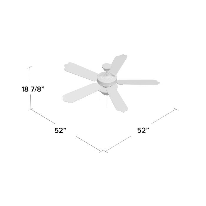 Charlton Home® 52" Garrett 5 - Blade Standard Ceiling Fan with Pull ...
