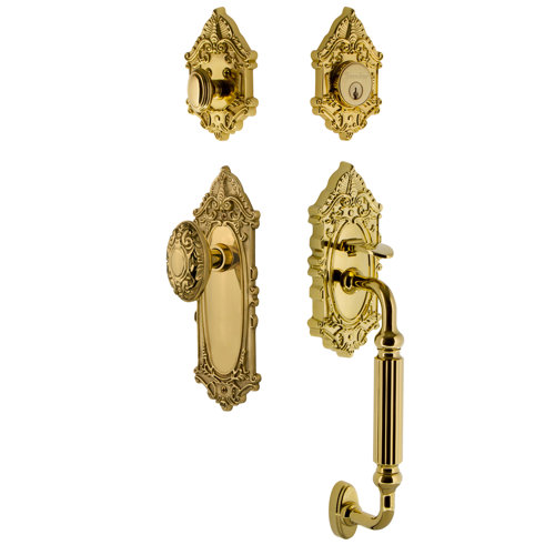 Grandeur Grande Victorian Handleset with Single Cylinder Deadbolt and S ...