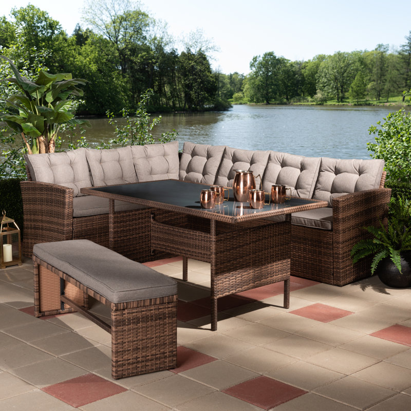 Latitude Run® 4 Piece Rattan Complete Patio Set with Cushions & Reviews ...