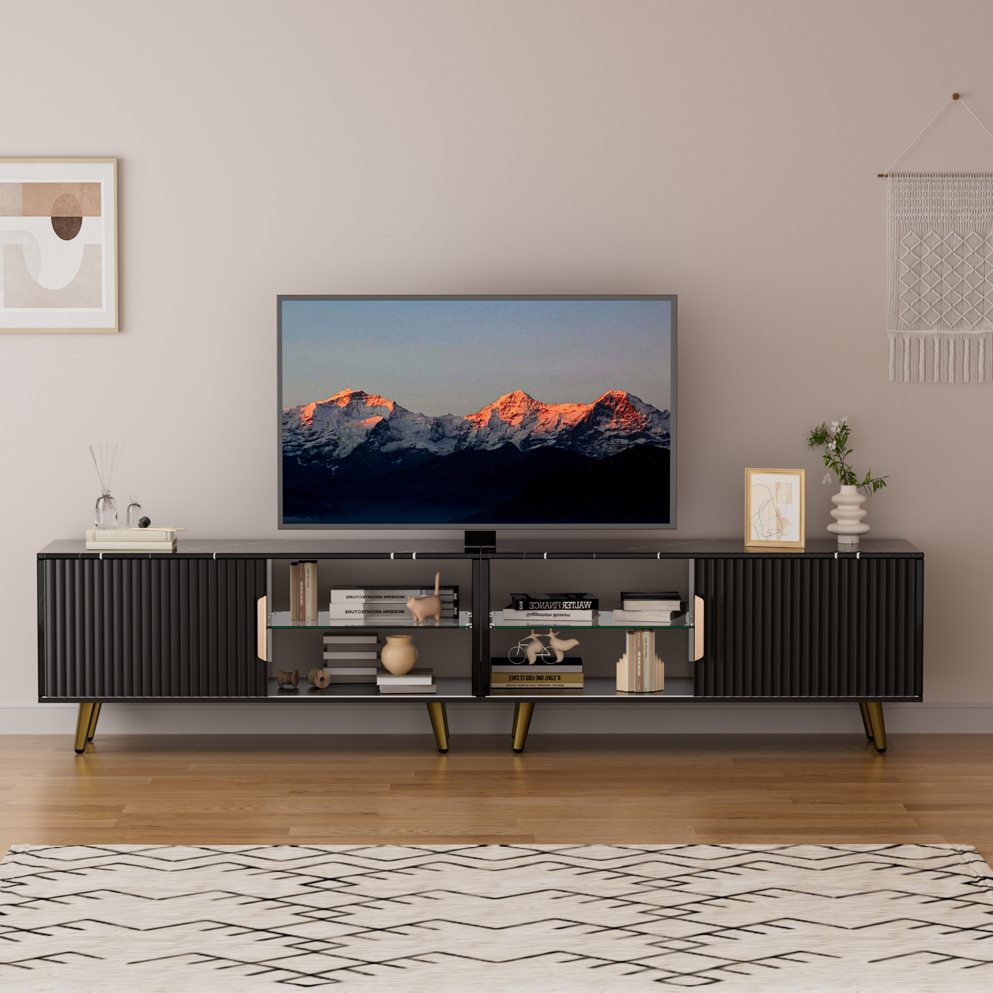 PPorfamilia TV Stand For Living Room Up To 80 Inches Televisions ...