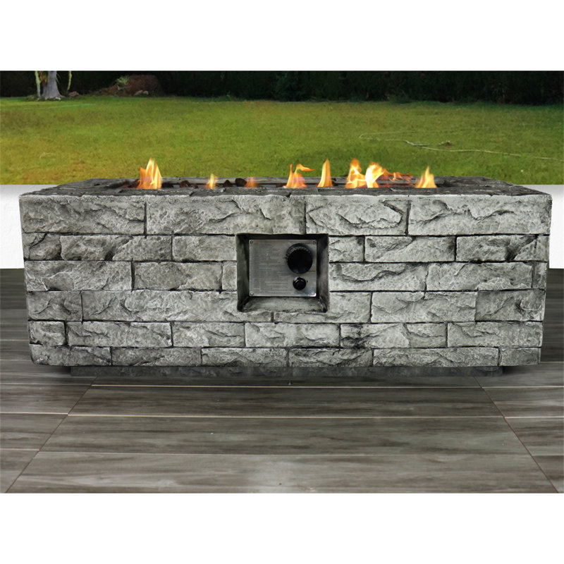 Loon Peak® Fiber Reinforced Concrete Propane/Natural Gas Fire Pit Table ...