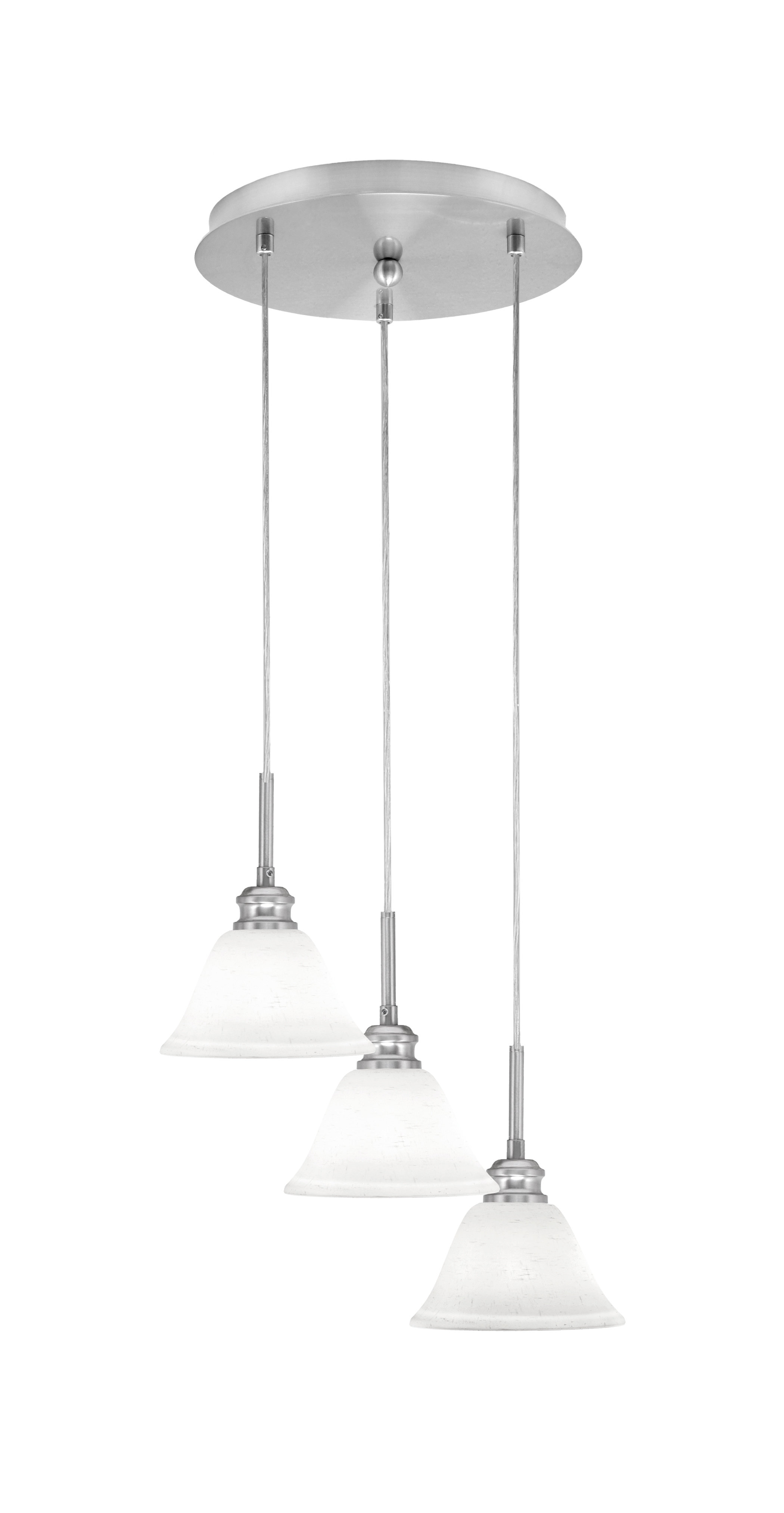 Toltec Lighting Array 3 Light Cord Hung Cluster Pendalier With 7" White ...