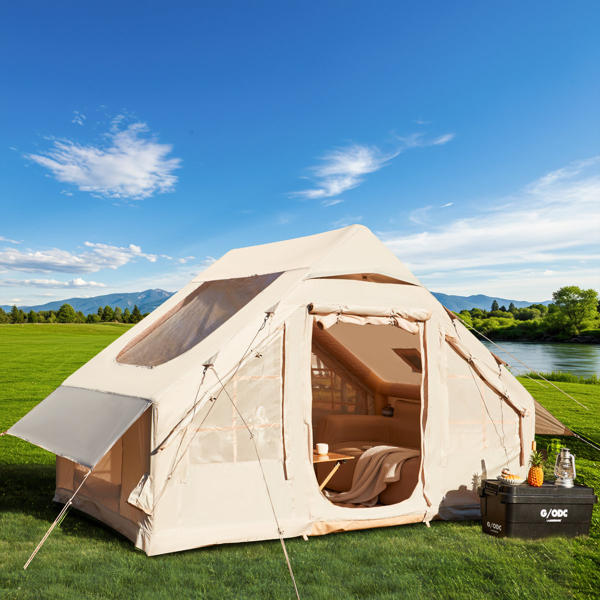 EROMMY Inflatable Tent With Pump,Glamping Tents For 4-6 Person, Easy ...