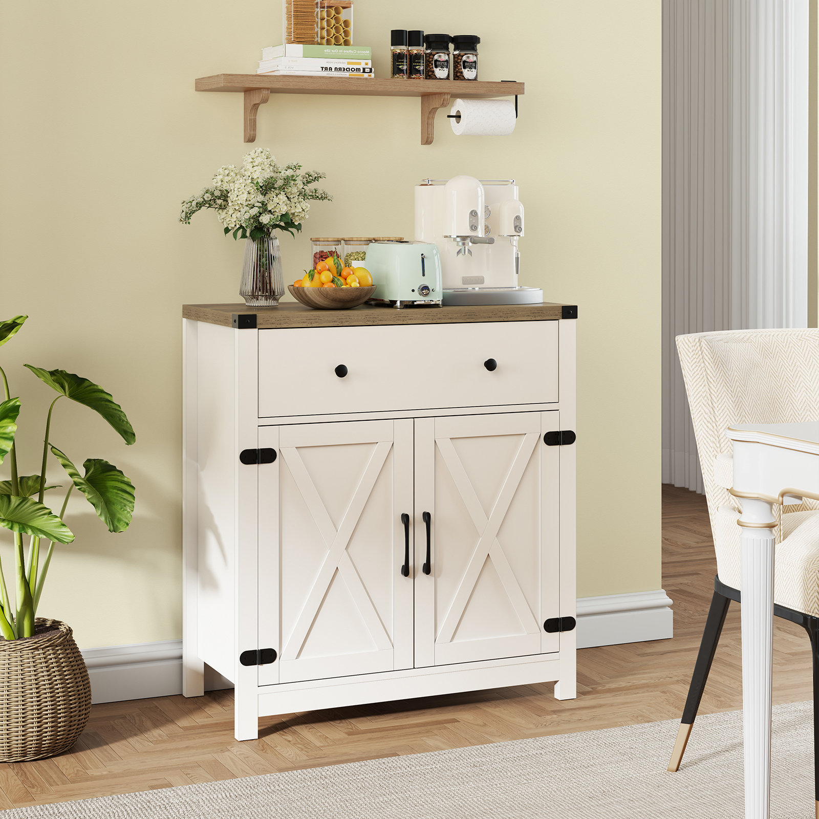 Winston Porter Sideboard Buffet Cabinet With Storage, Bar Door Kitchen ...