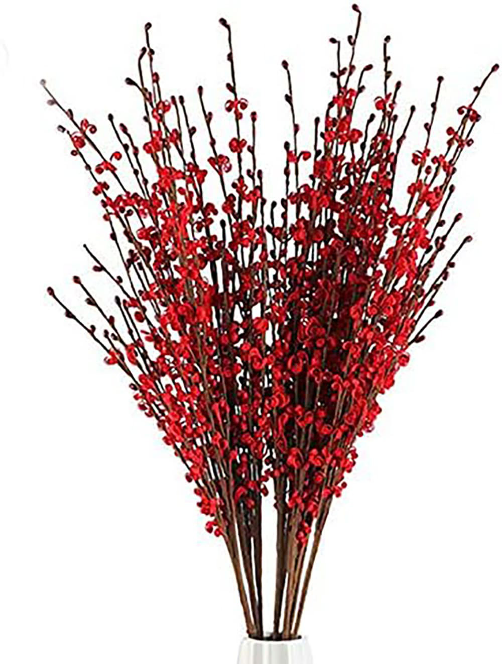 Primrue 10 Pcs Long Artificial Red Winter Jasmine Folk Pip Berry Plant ...