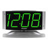 Sharp LED Digital Alarm Clock, Green LED Display, Silver Case, Swivel ...