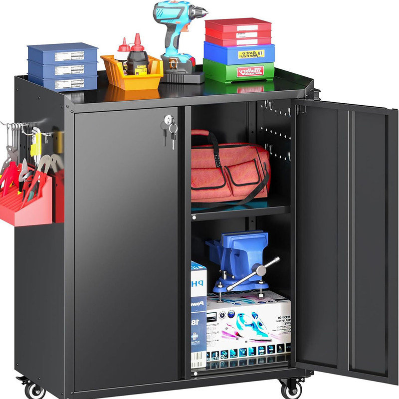 WFX Utility™ Garage Metal Tool Storage Cabinet with Wheels, Pegboard ...