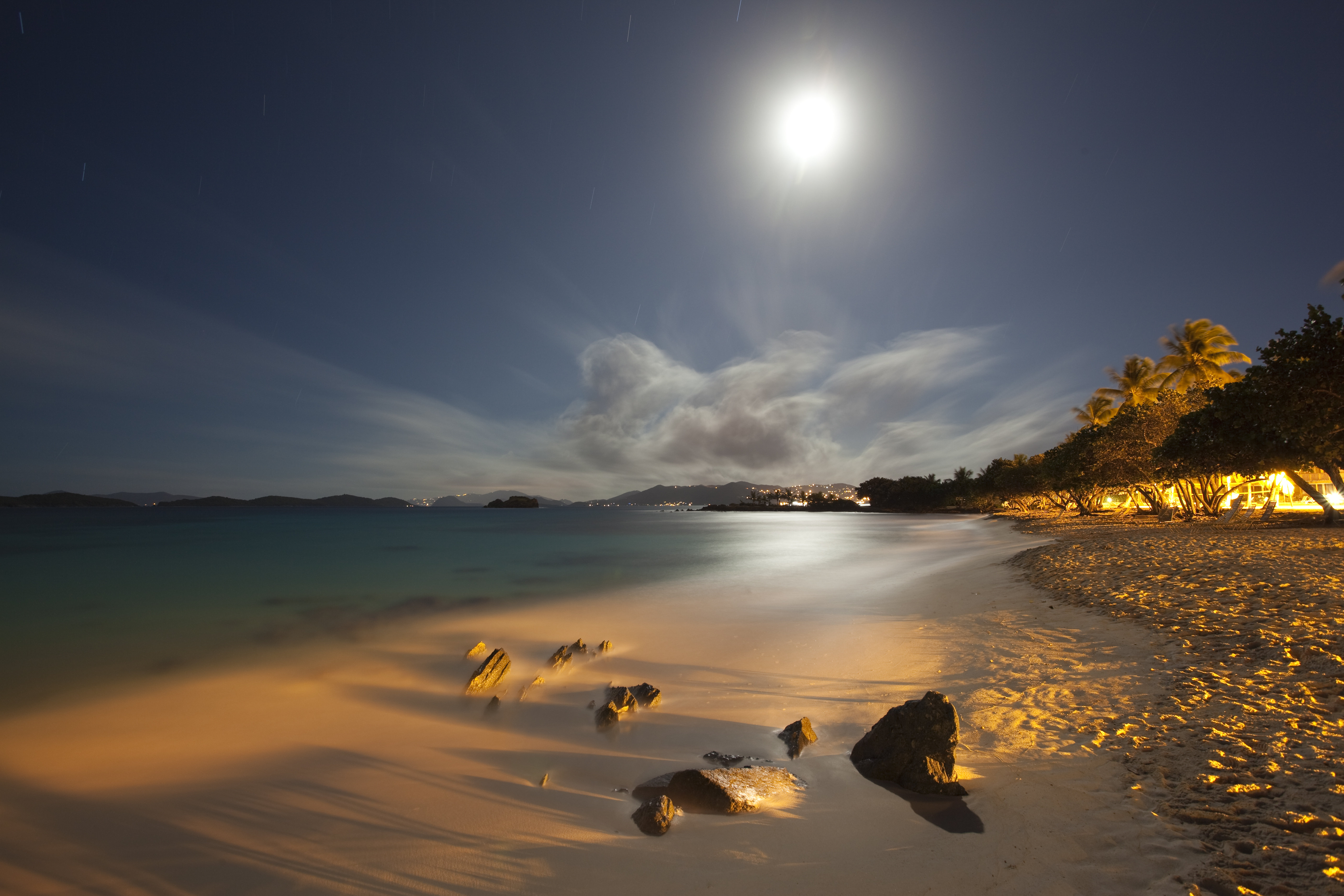 Highland Dunes Full Moon over Beach by Sashabuzko - Wrapped Canvas ...