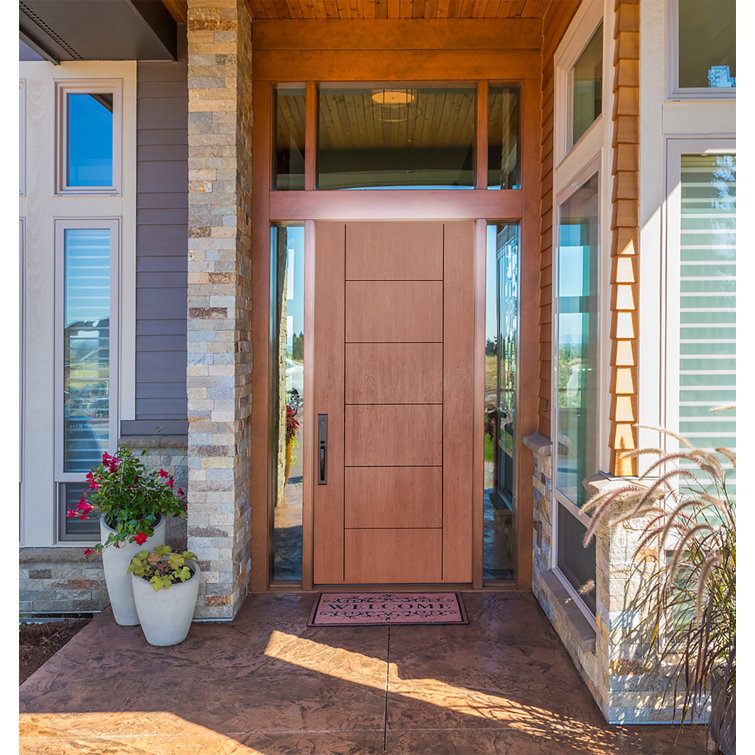 Prestige Entries Contemporary Cherry Engraved 42'' x 96'' Flush ...