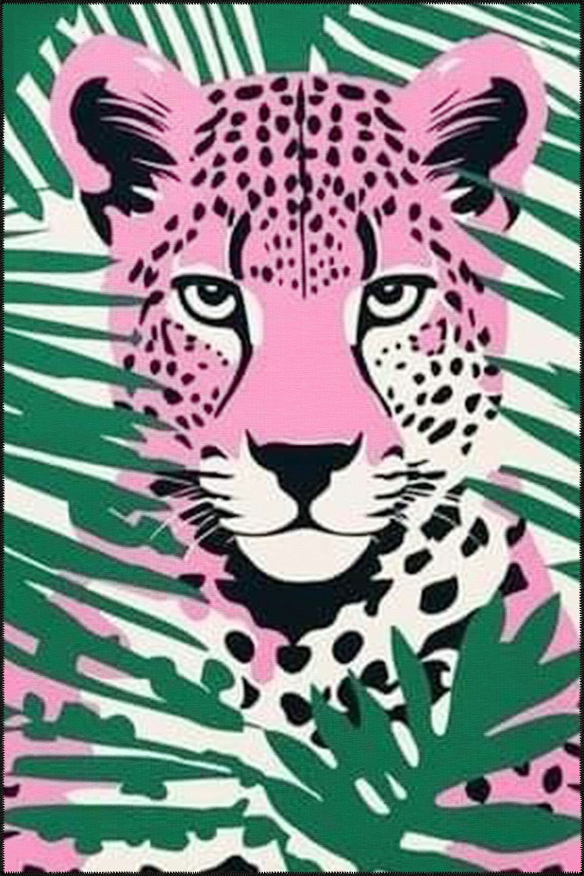 Orren Ellis Pink Tiger Animal Patterned Woven Base Machine Washable Rug ...