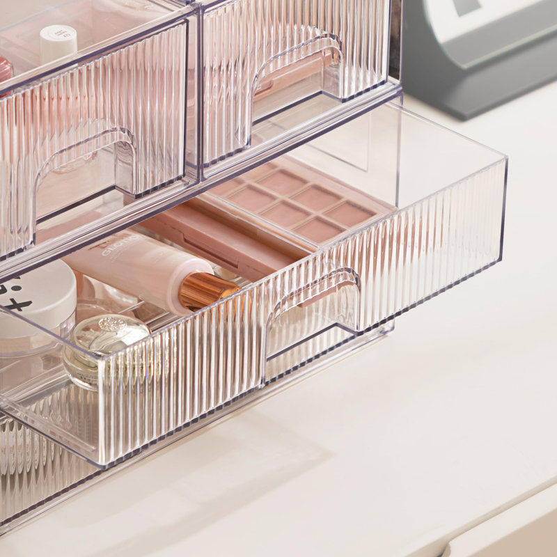 Rebrilliant Clear Stackable Desk Storage Drawers 3 Pack | Wayfair