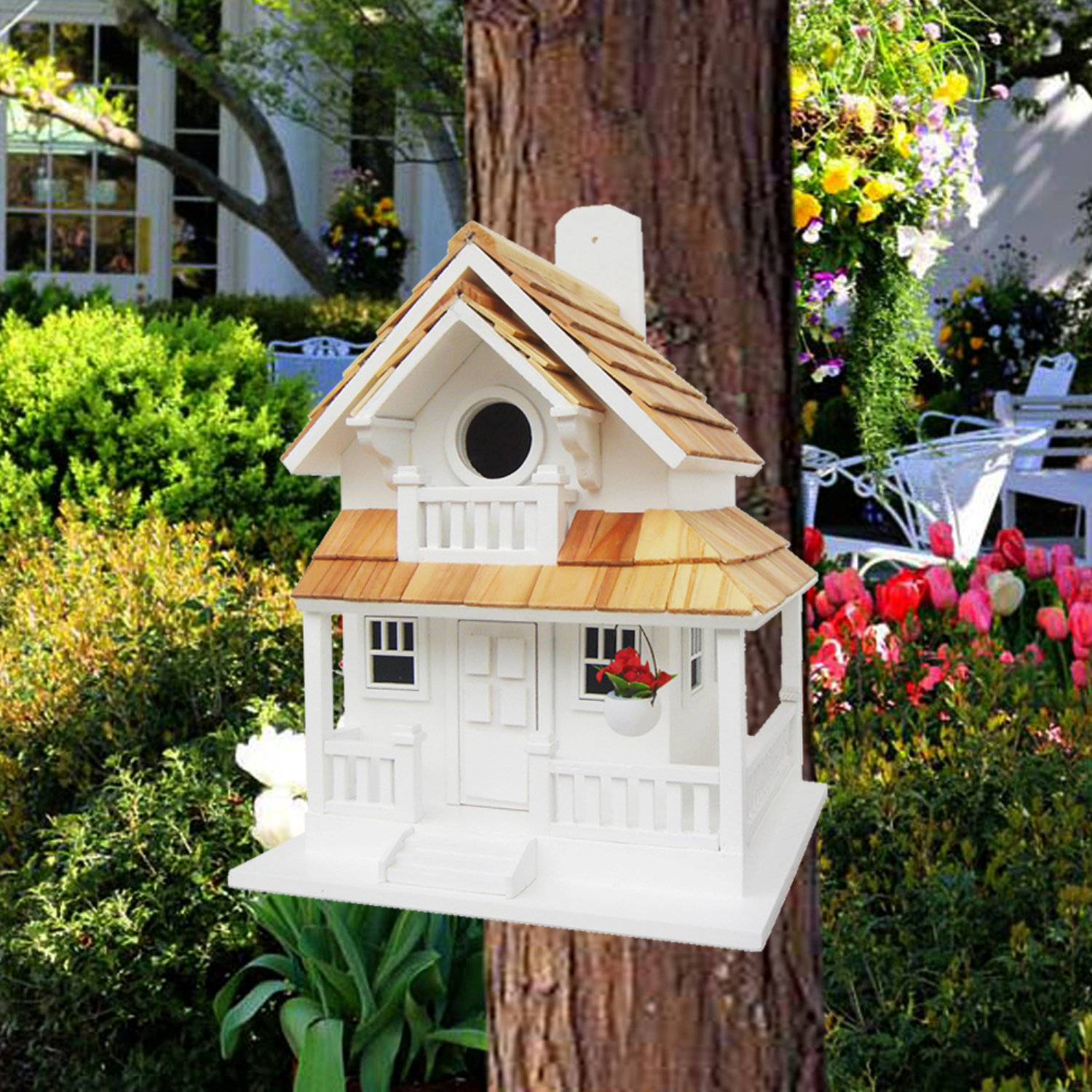 Home Bazaar Birds Of a Feather Backyard Bird Cottage 11 in x 8 in x 9 ...
