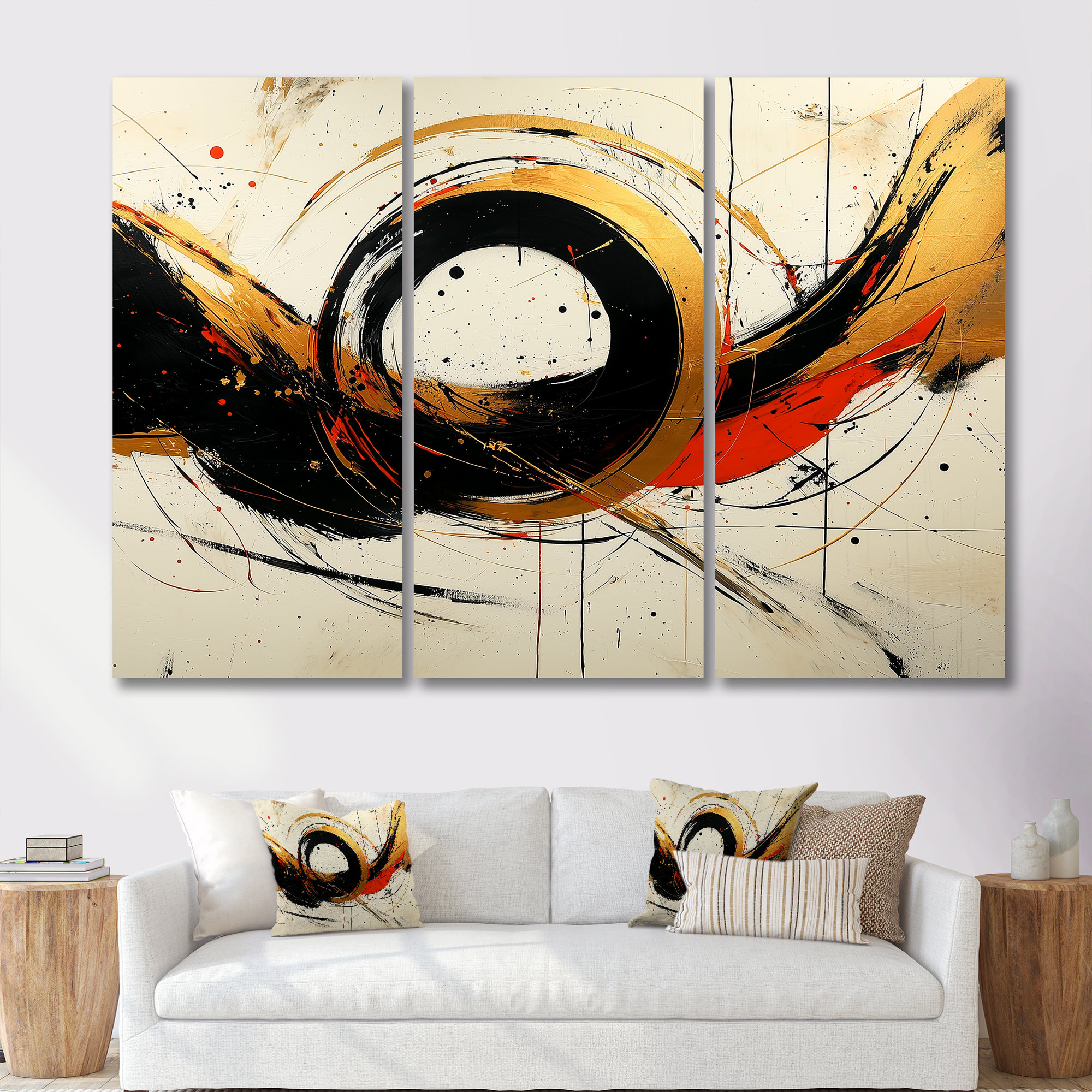 Mercer41 Abstract Circles In Red And Gold Tones I - Abstract Shapes ...