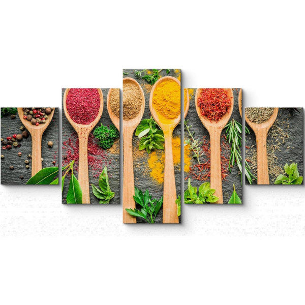 IDEA4WALL Kitchen Food Herb And Spice On Spoon Kitchen & Cook Decor ...