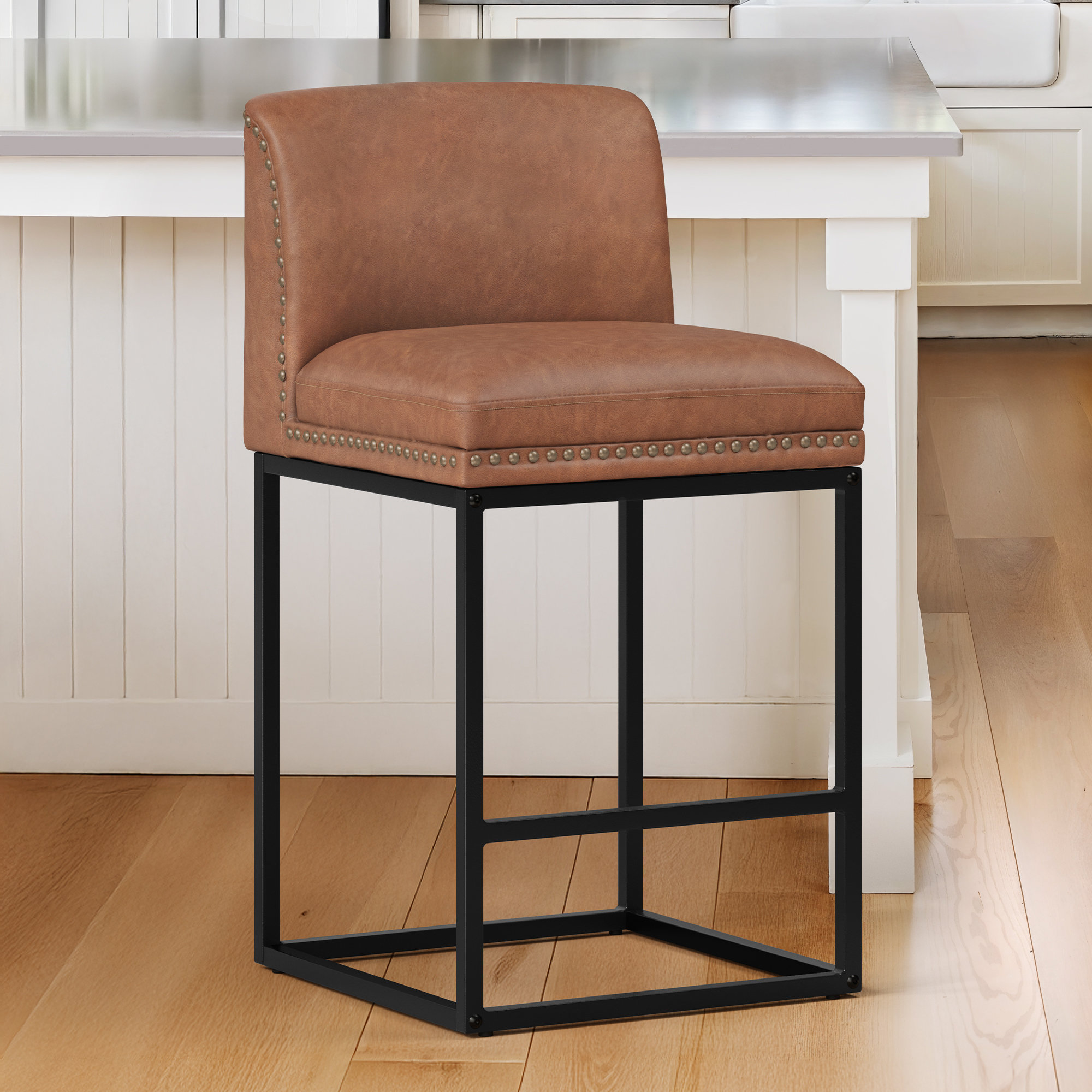 17 Stories 26" Upholstered Bar Stools With Nailed Trim - Wayfair Canada