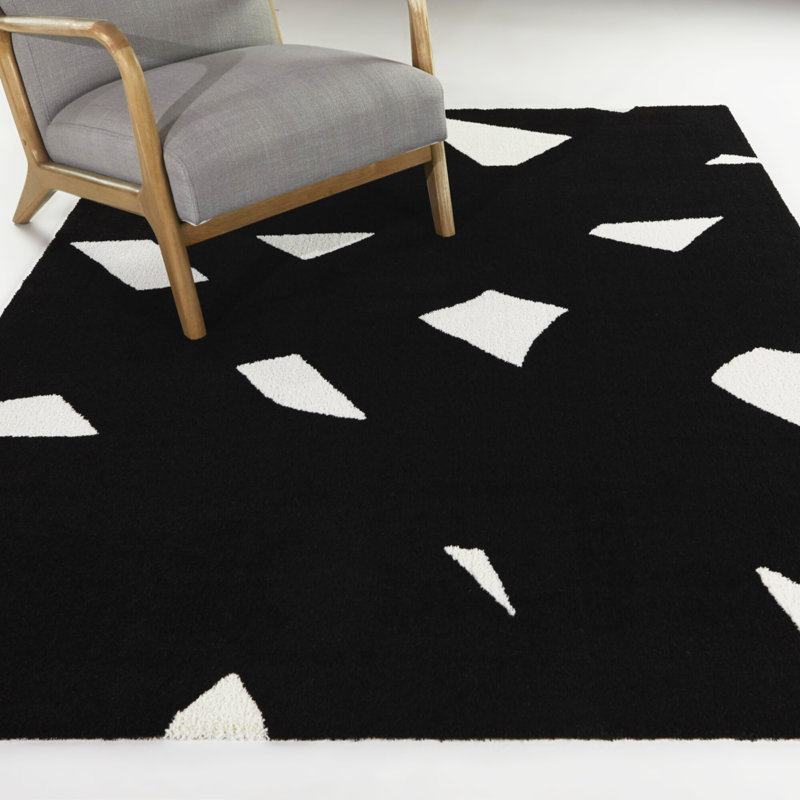 Wade Logan® Bryher Black Modern Abstract Area Rug & Reviews | Wayfair