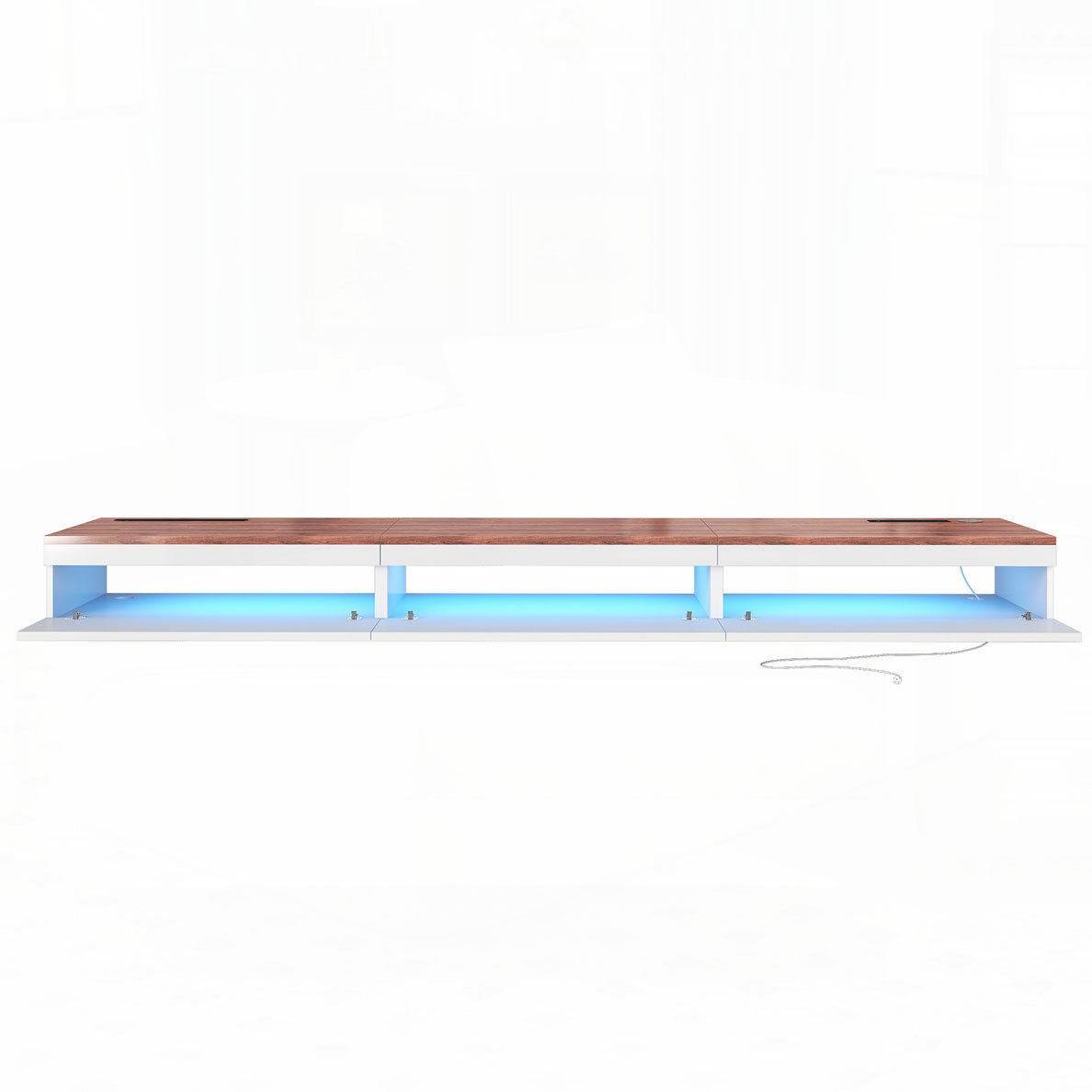 Ivy Bronx TV Stand with Power Outlet, Floating TV Stand with RGB Lights ...