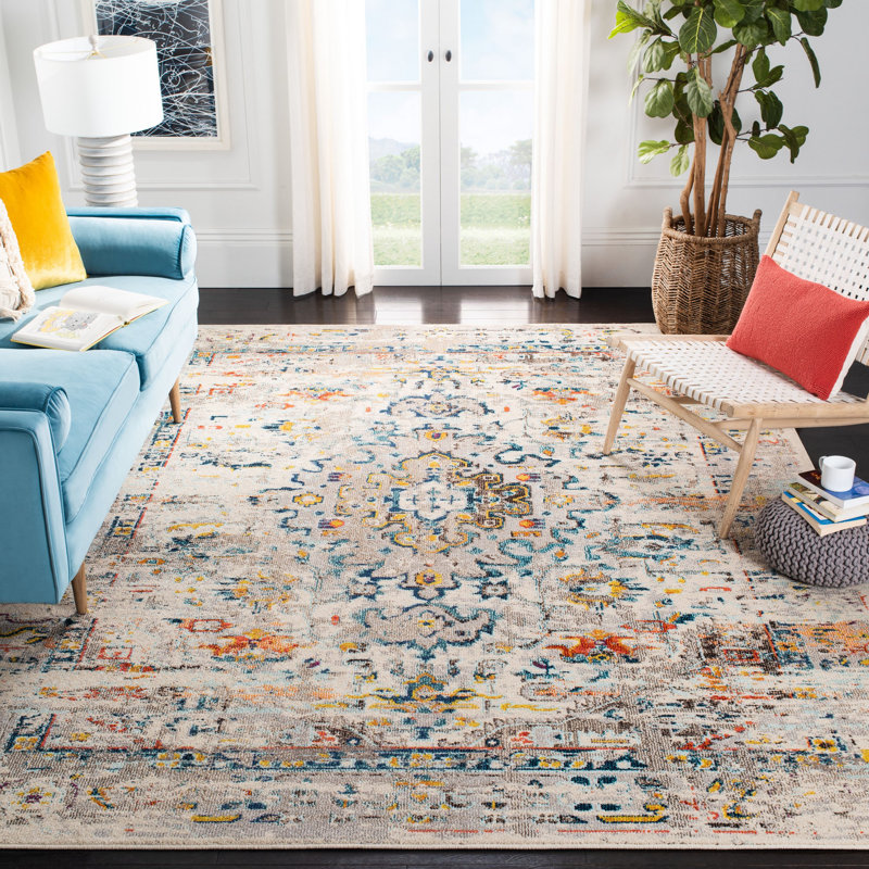Langley Street® Felty Oriental Cream/Blue Area Rug "& Reviews" | Wayfair