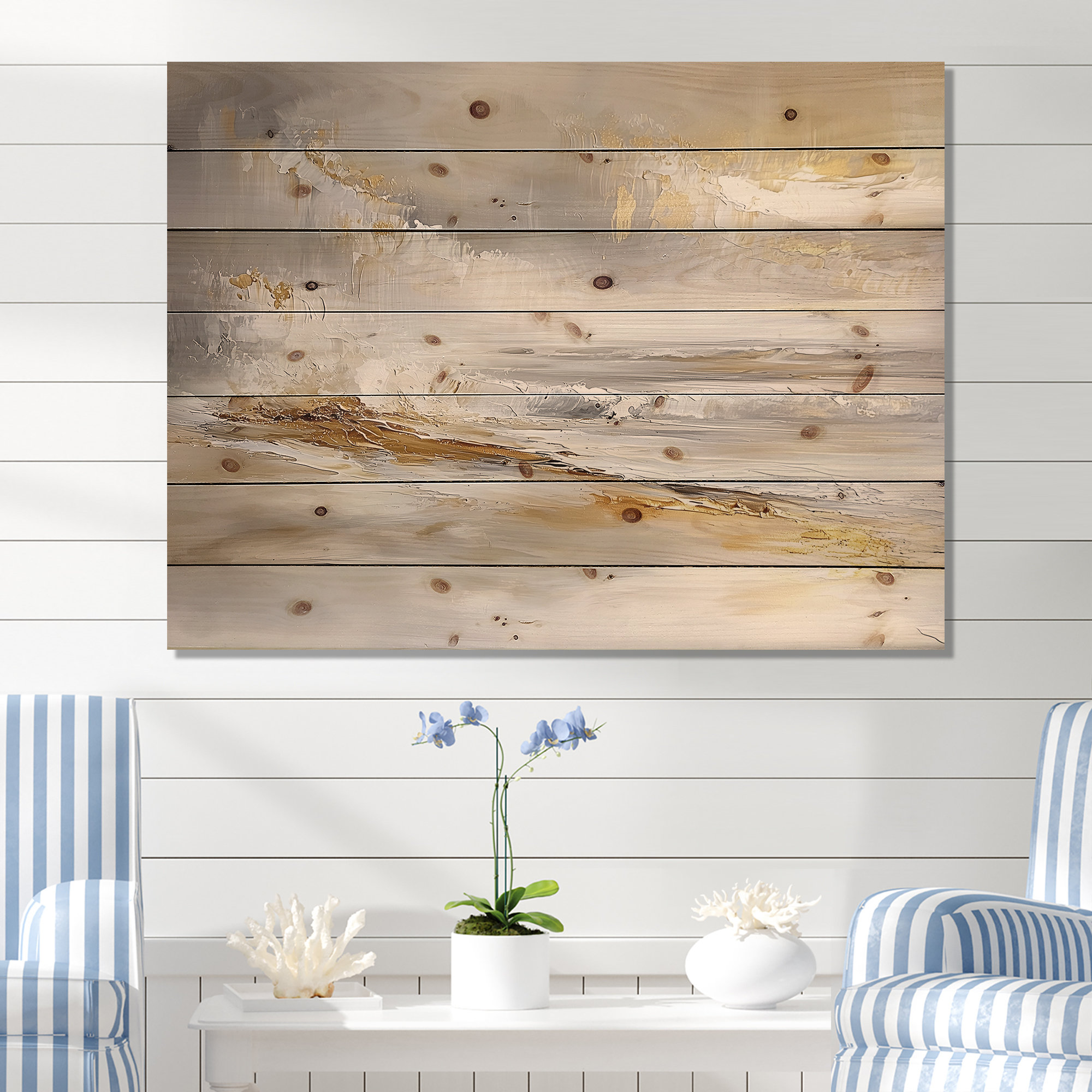 Latitude Run® Minimalism Pure Golden Beach Landscape I - Beach Wood ...