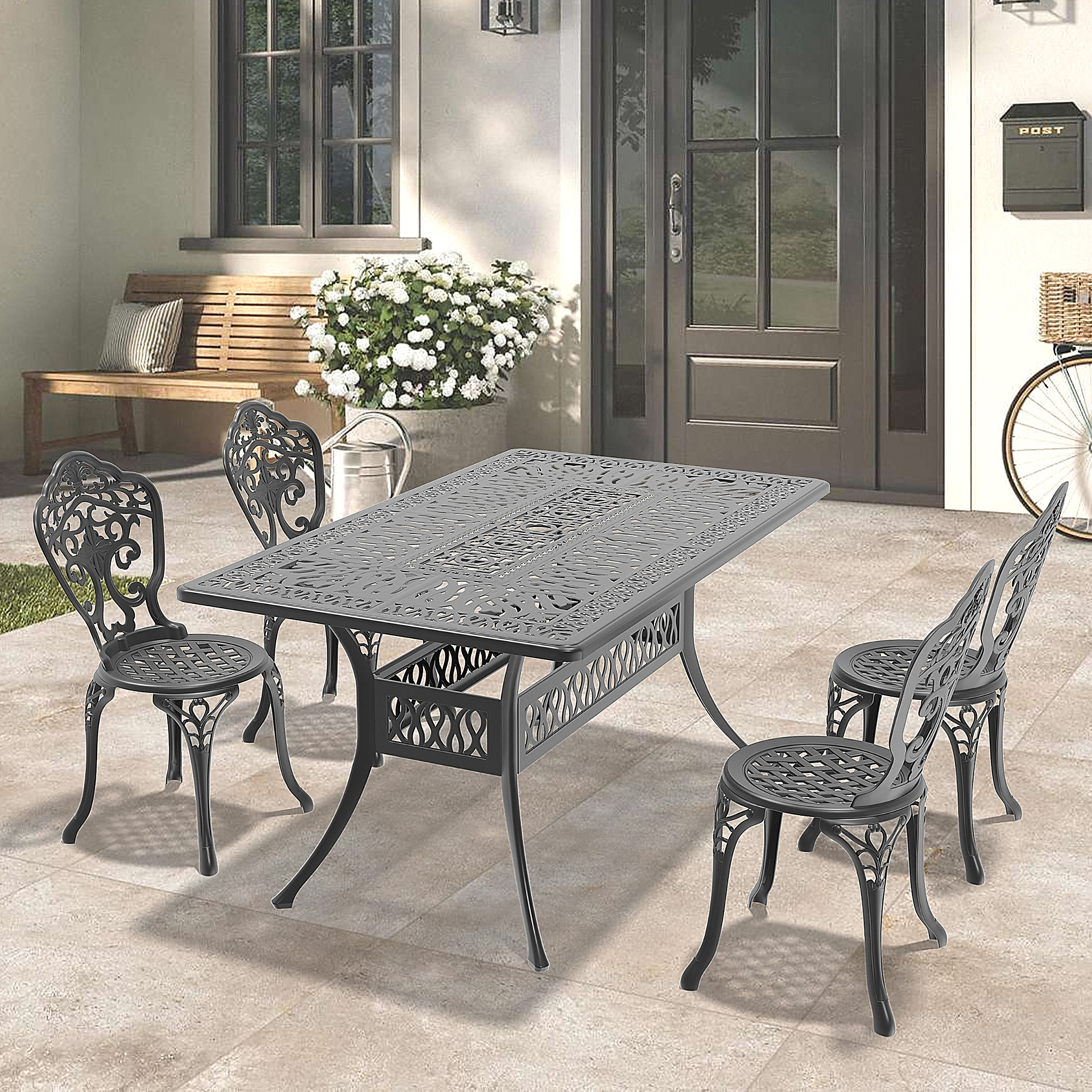 Bloomsbury Market All-Weather Cast Aluminum Dining Furniture Set ...