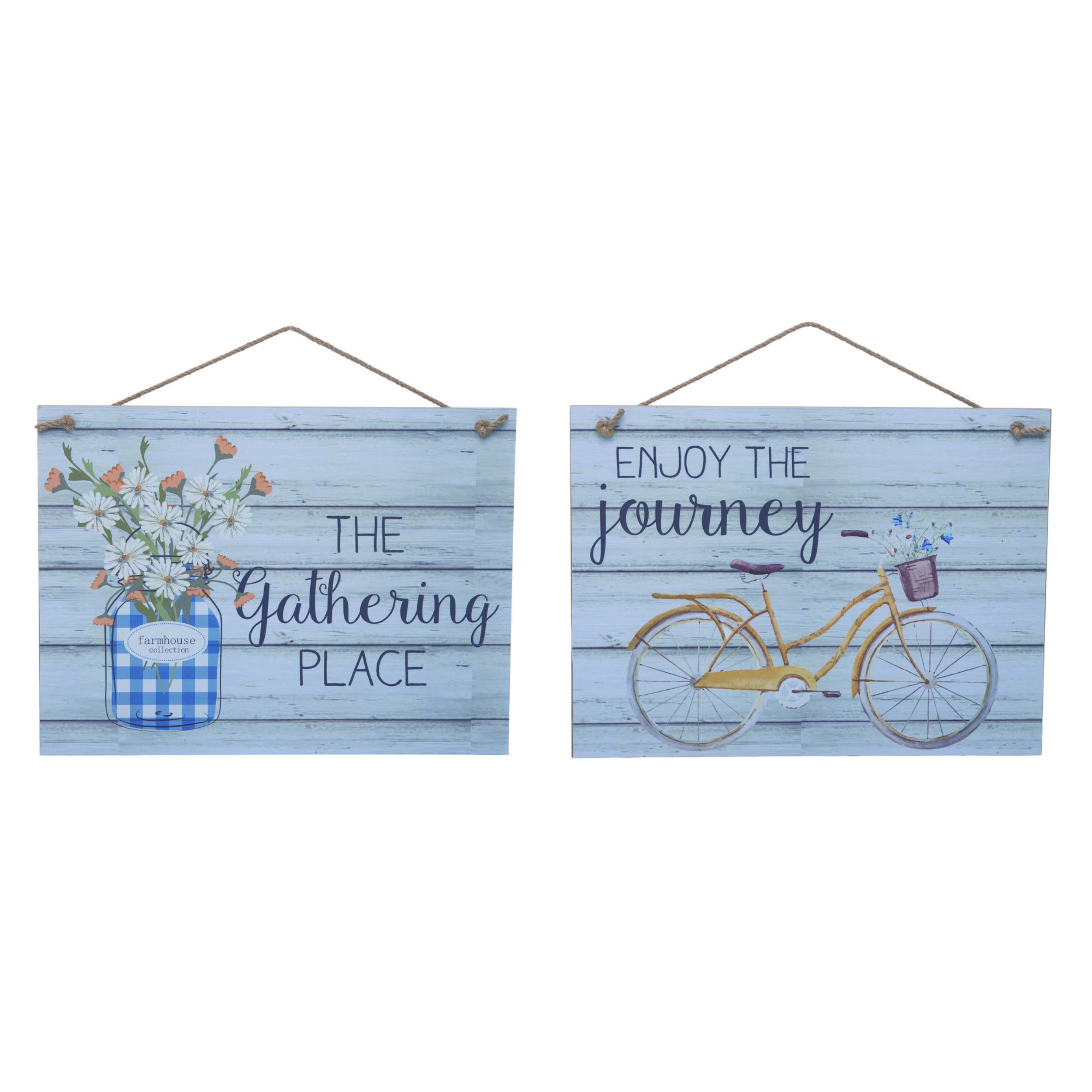 August Grove® MDF Distressed Wood Sign Set of 2 Spring Home Decorations ...