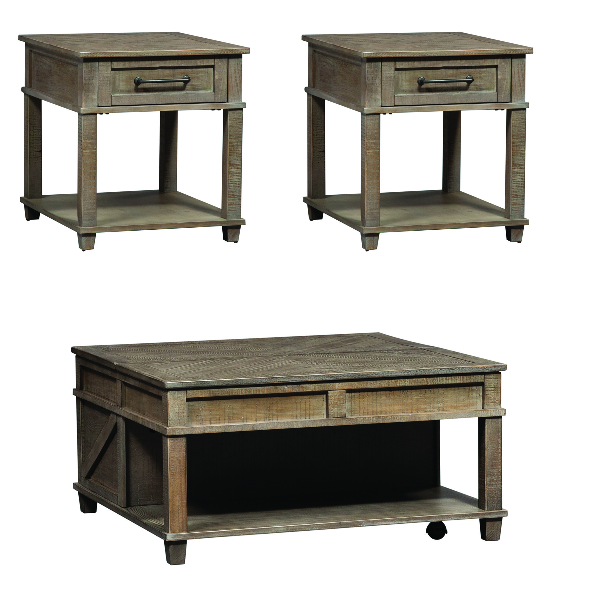 Gracie Oaks Clemente Lift Top Cocktail Table Set w/ 2 End Tables ...