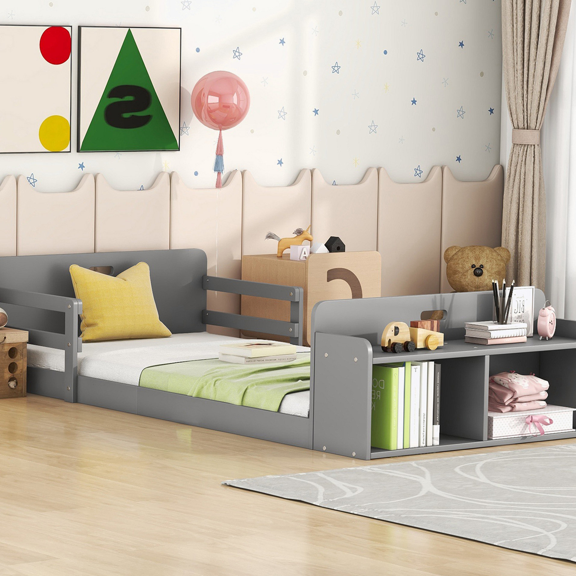 Latitude Run® Adhavan Twin Storage Slat Headboard Design Bed | Wayfair