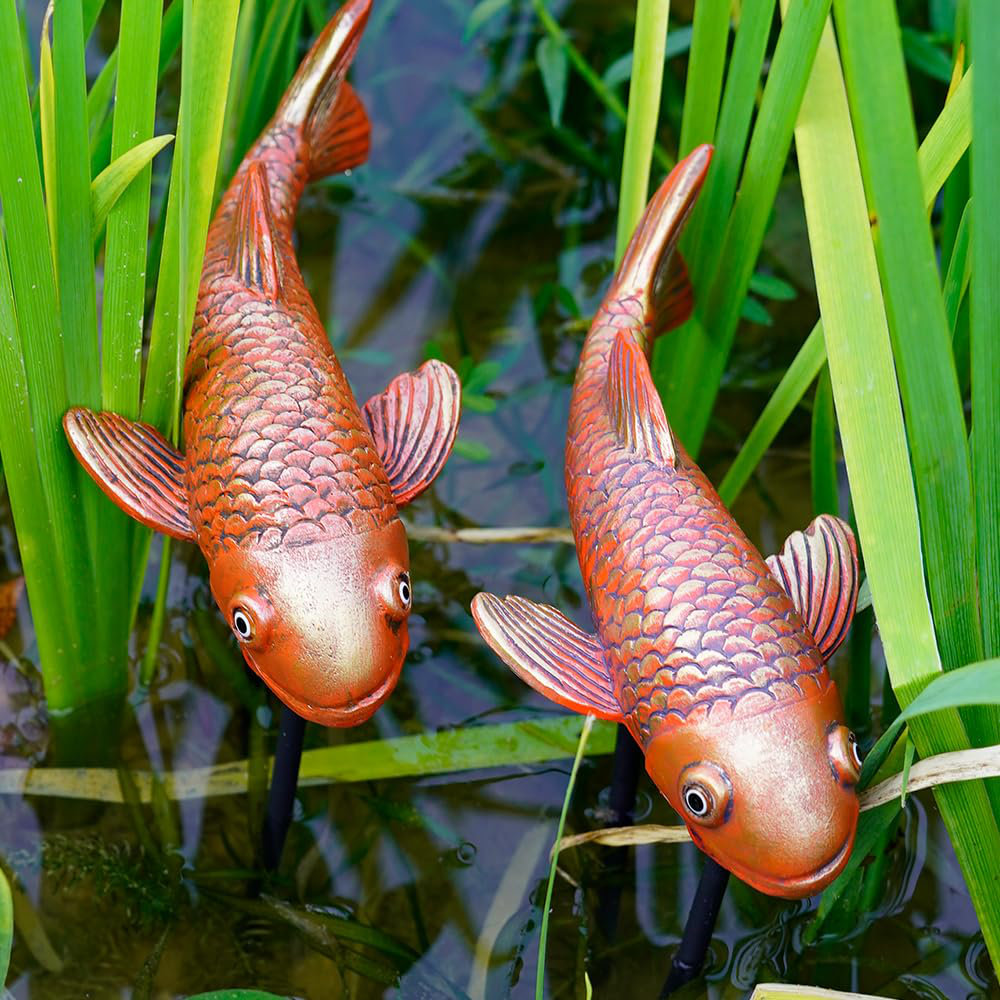 Bay Isle Home™ Antique Koi Fish Garden Statues - Set Of 2 | Exquisite ...