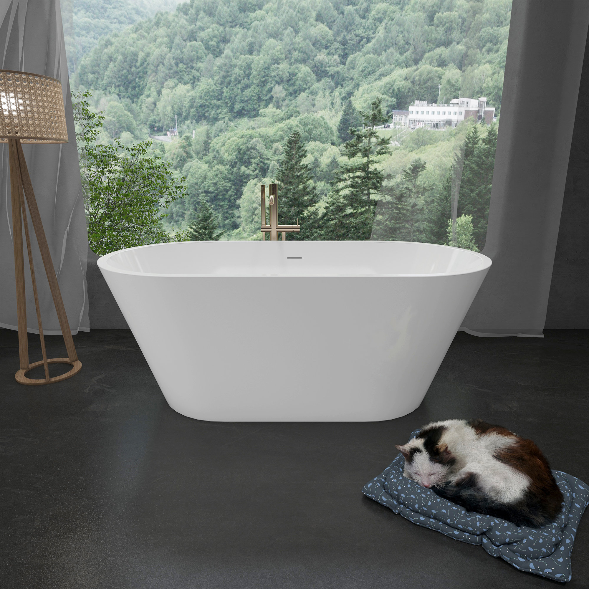 SOTUBX 59'' x 28' Free Standing Tub Acrylic Freestanding Bathtub ...