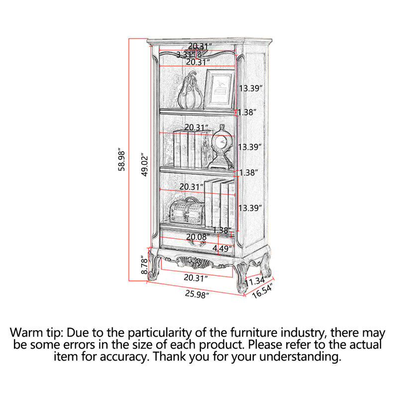 EliteFurnishings 58.98" Brown Standard Solid Wood Bookcases | Wayfair