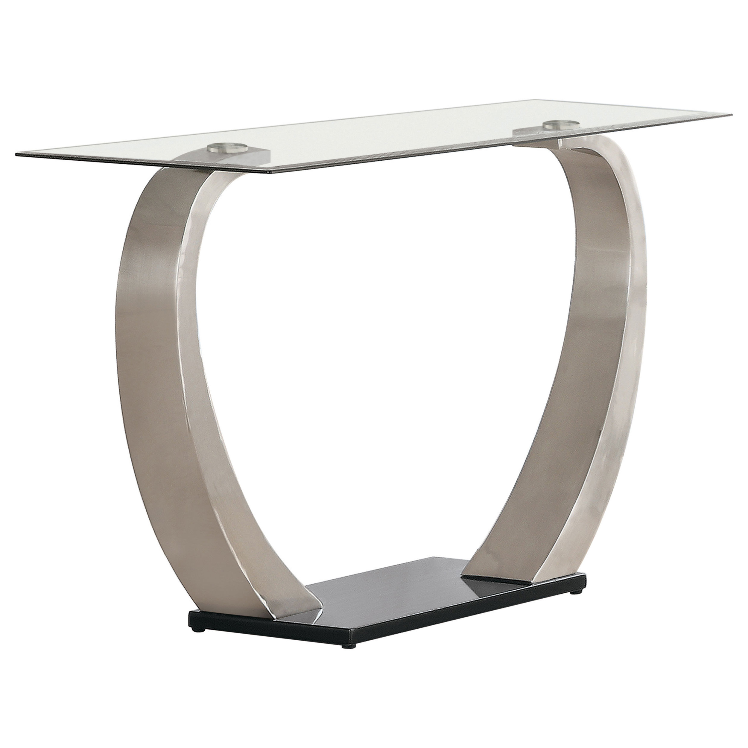Hokku Designs Lana Satin Silver Glass Top Metal Base Console Table ...