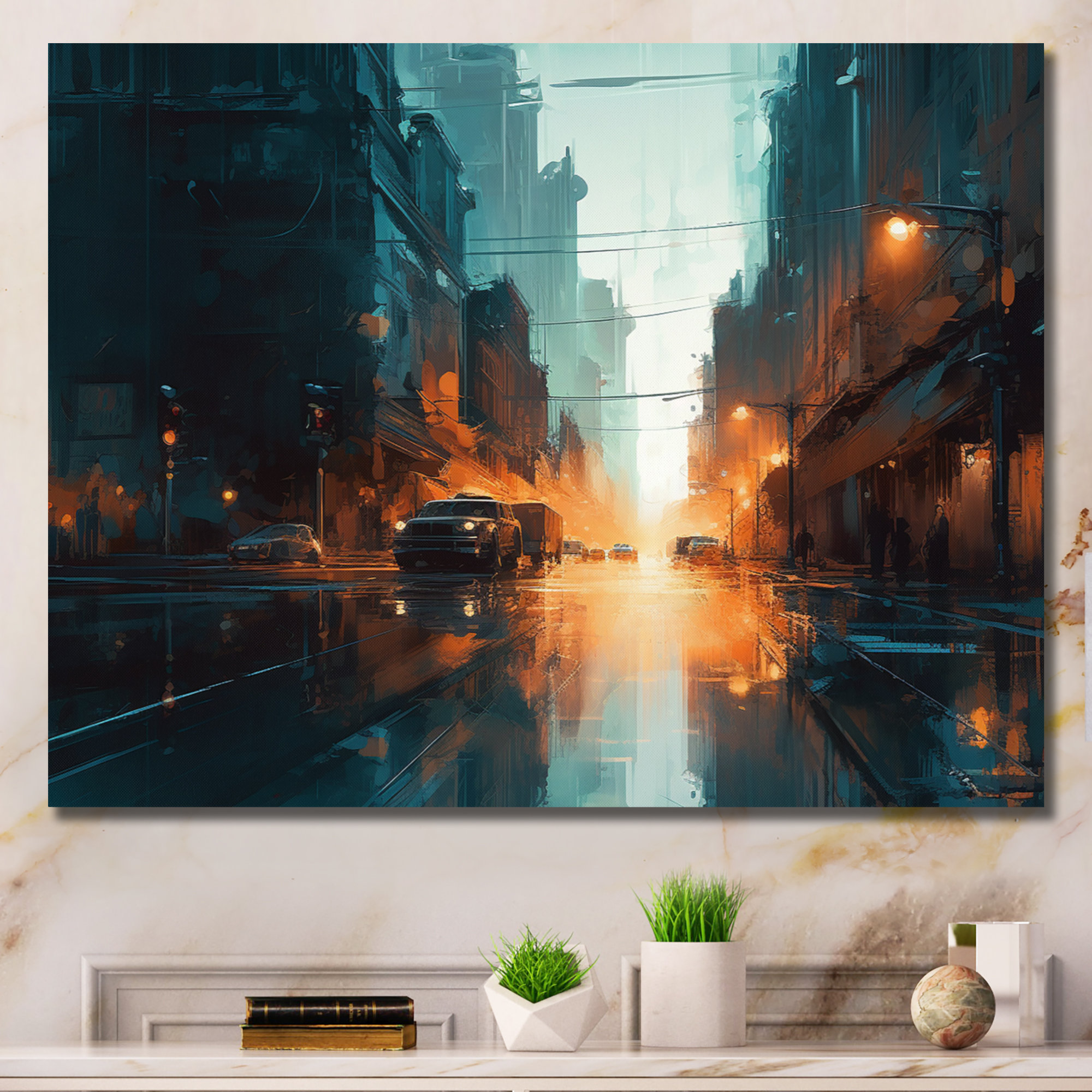 Red Barrel Studio® Blue And Orange Retro Radiance II Framed On Canvas ...