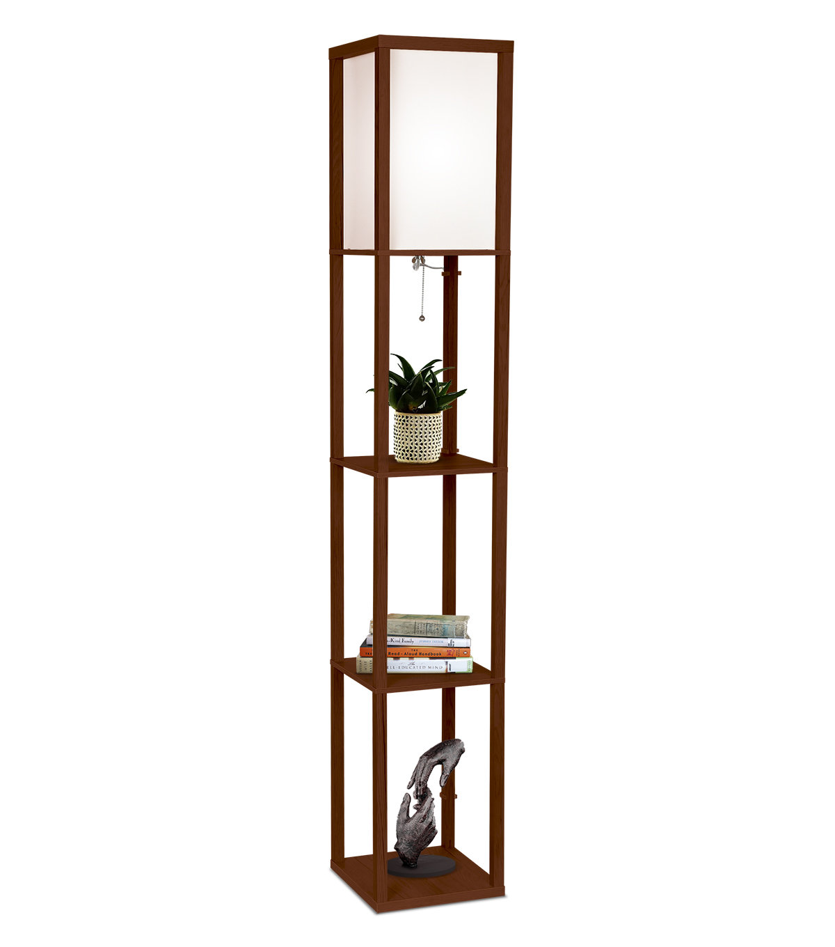 Brightech Maxwell 63 in. Traditional LED 3-Shelf Floor Lamp with Fabric ...