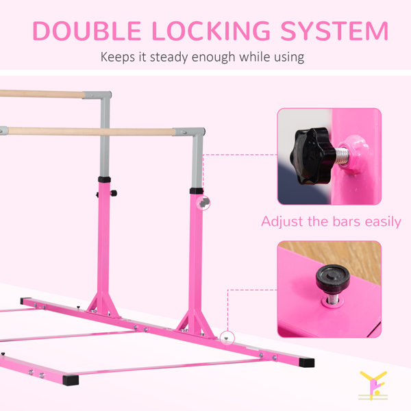 Qaba Junior Gymnastic Training Parallel Bars with Double-Locking System ...