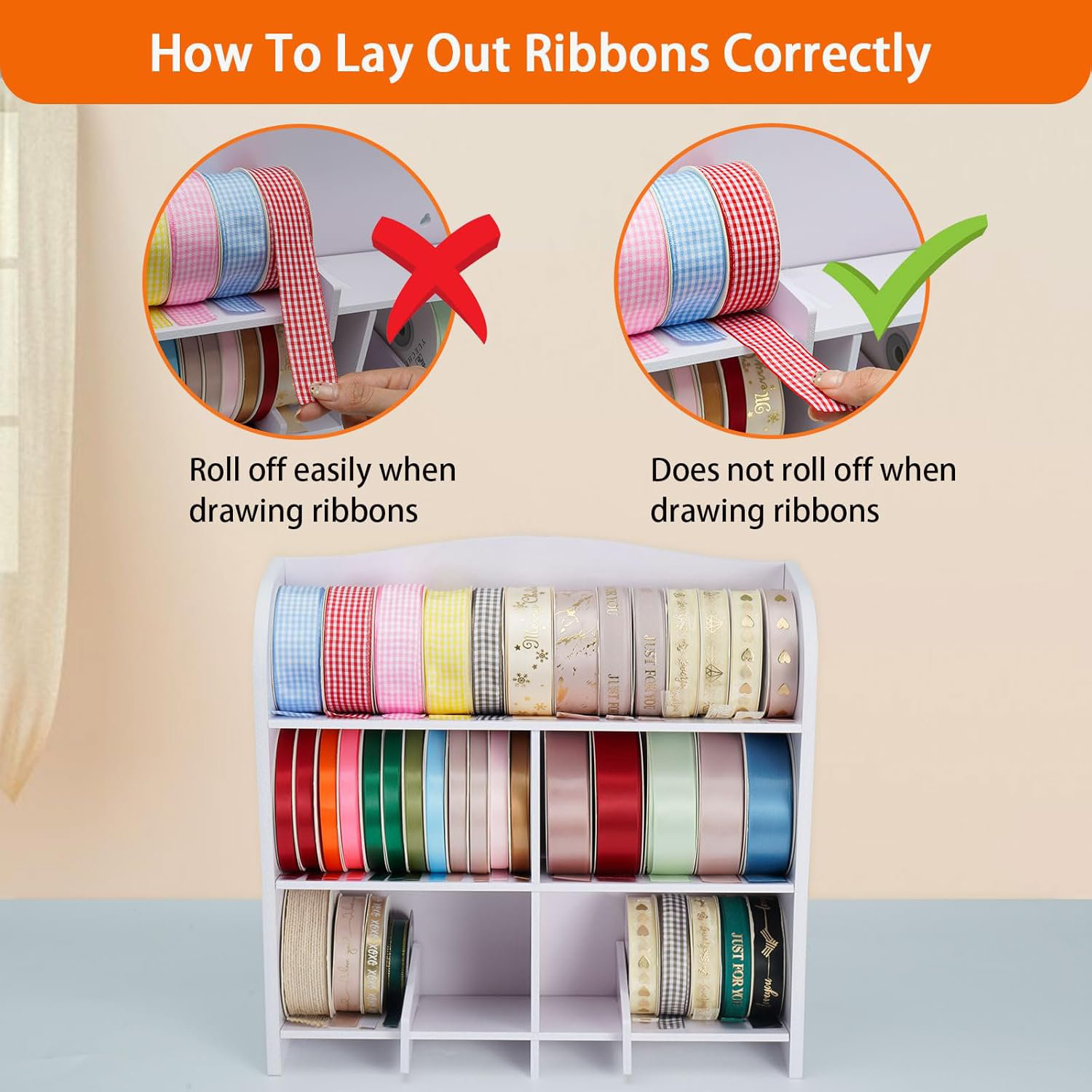 Lark Manor™ Ribbon Organizer Storage Rack, Wall-Mountable Ribbon Holder ...