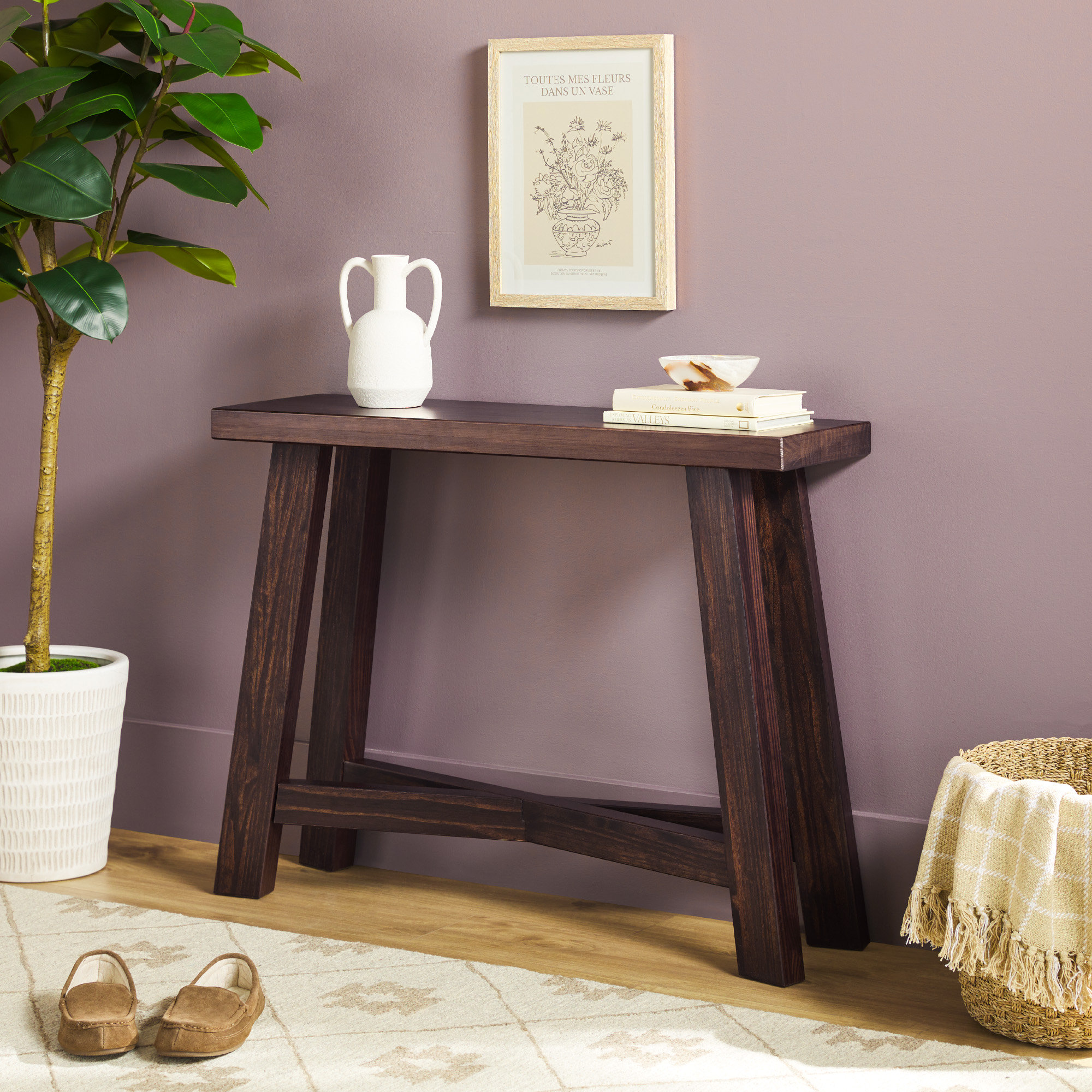 Winston Porter Modern Farmhouse Rustic Solid Wood 40" Console Table ...