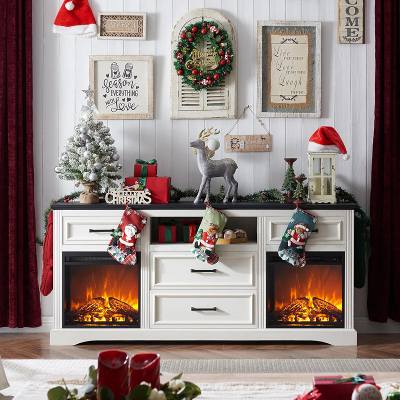 Red Barrel Studio® Tenleigh Fireplace TV Stand for TVs up to 80" with ...