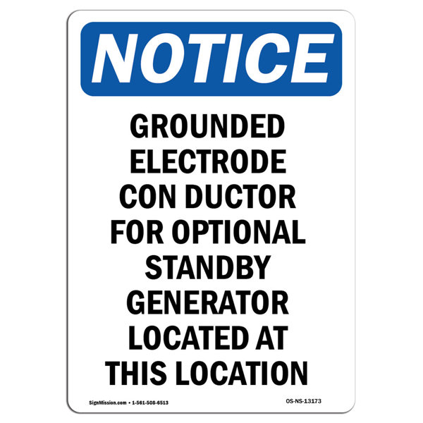 SignMission OSHA Notice - Grounded Electrode Conductor For Sign | Heavy ...