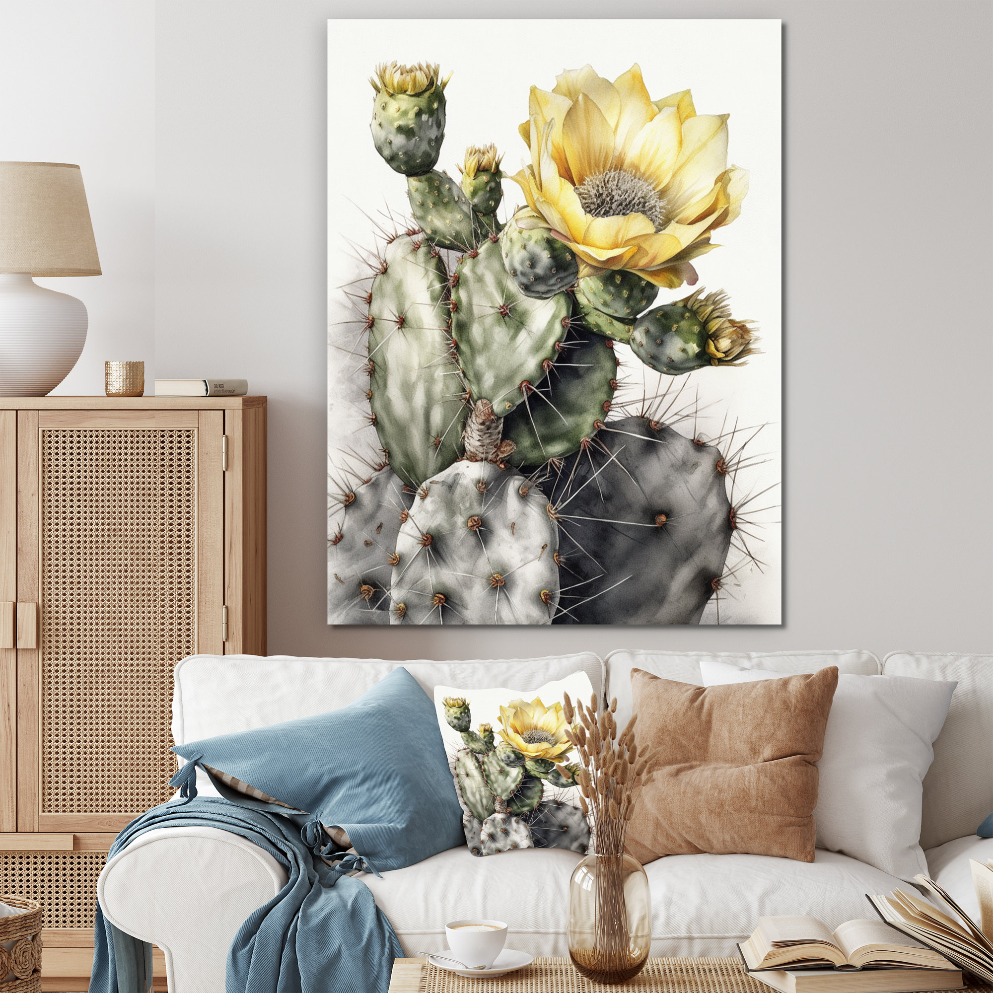 Bungalow Rose Ryniah Yellow Green Cactus Flower II On Canvas Print ...