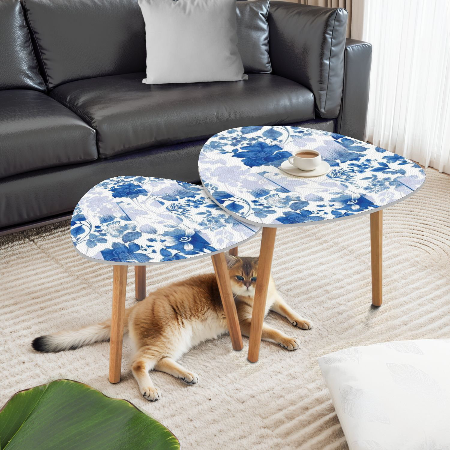George Oliver Triangle Nesting Coffee Table Set of 2 seamless flower ...