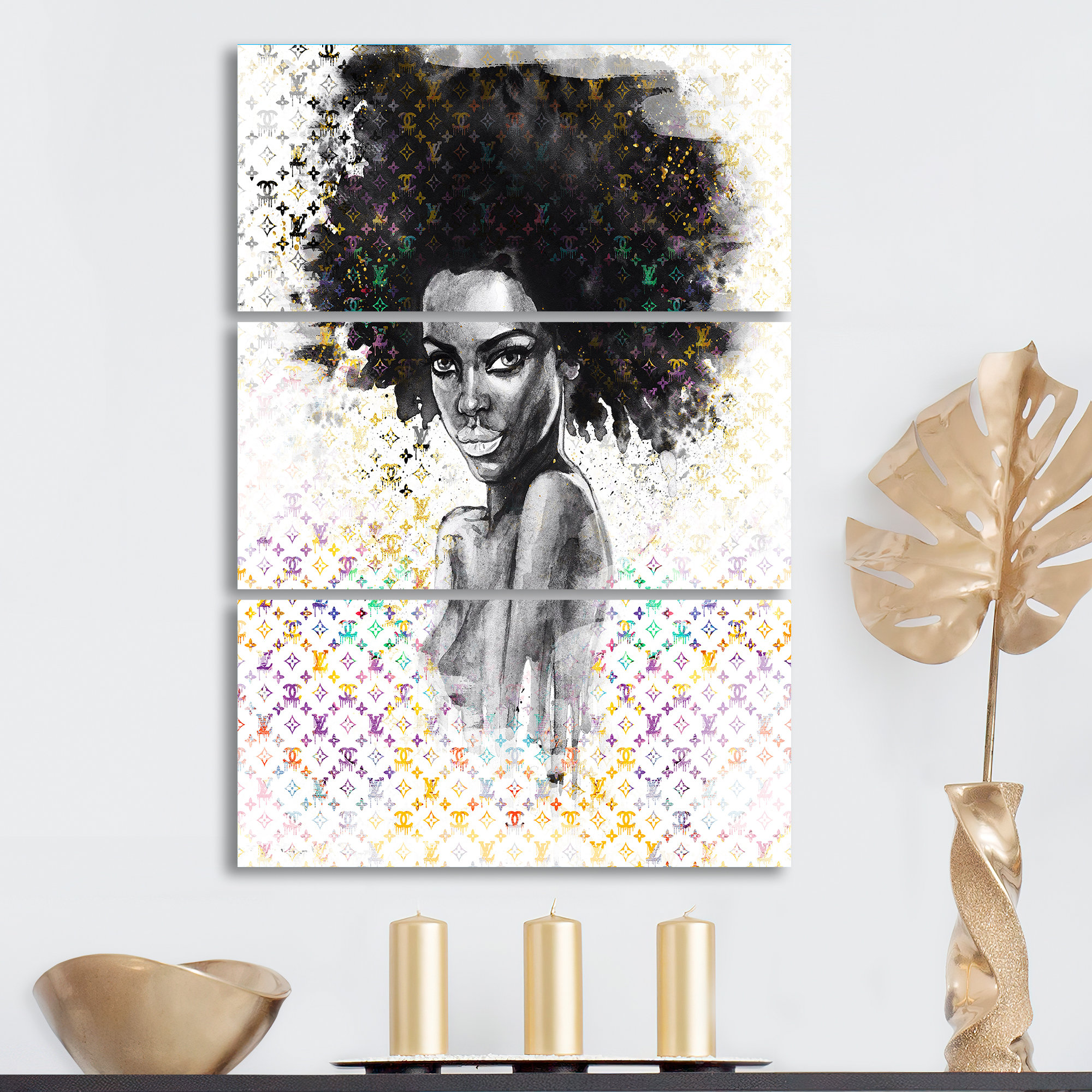 Rosdorf Park Morison Luxurious Femela Sketch II On Canvas 3 Pieces ...