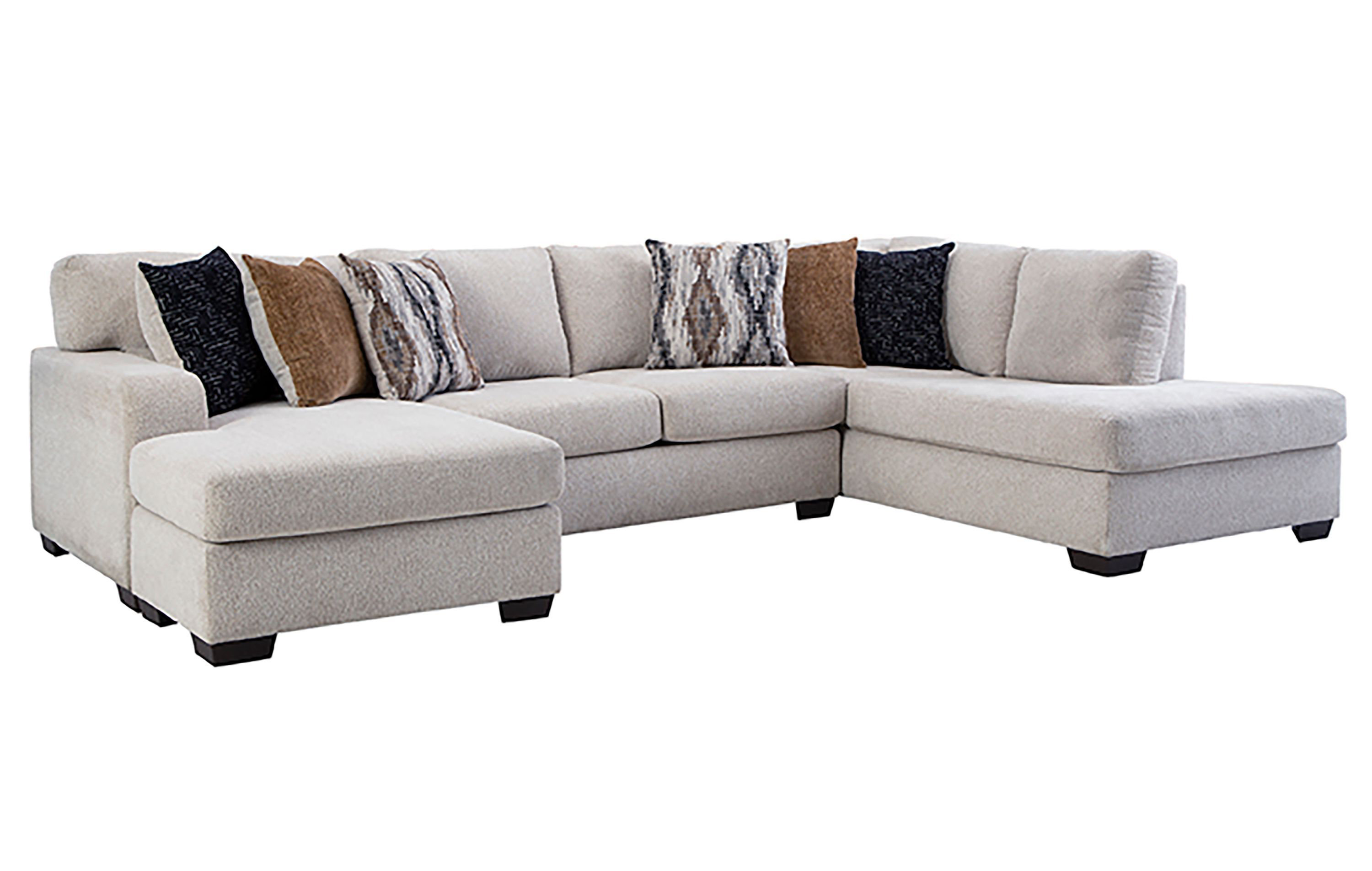 Hokku Designs Milene 3-Piece Chaise Sectional with Ottoman, Sand | Wayfair