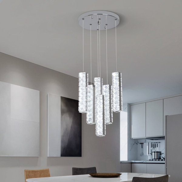 Fairmont Park Montufar 6 - Light Grey LED Crystal Pendant | Wayfair.co.uk