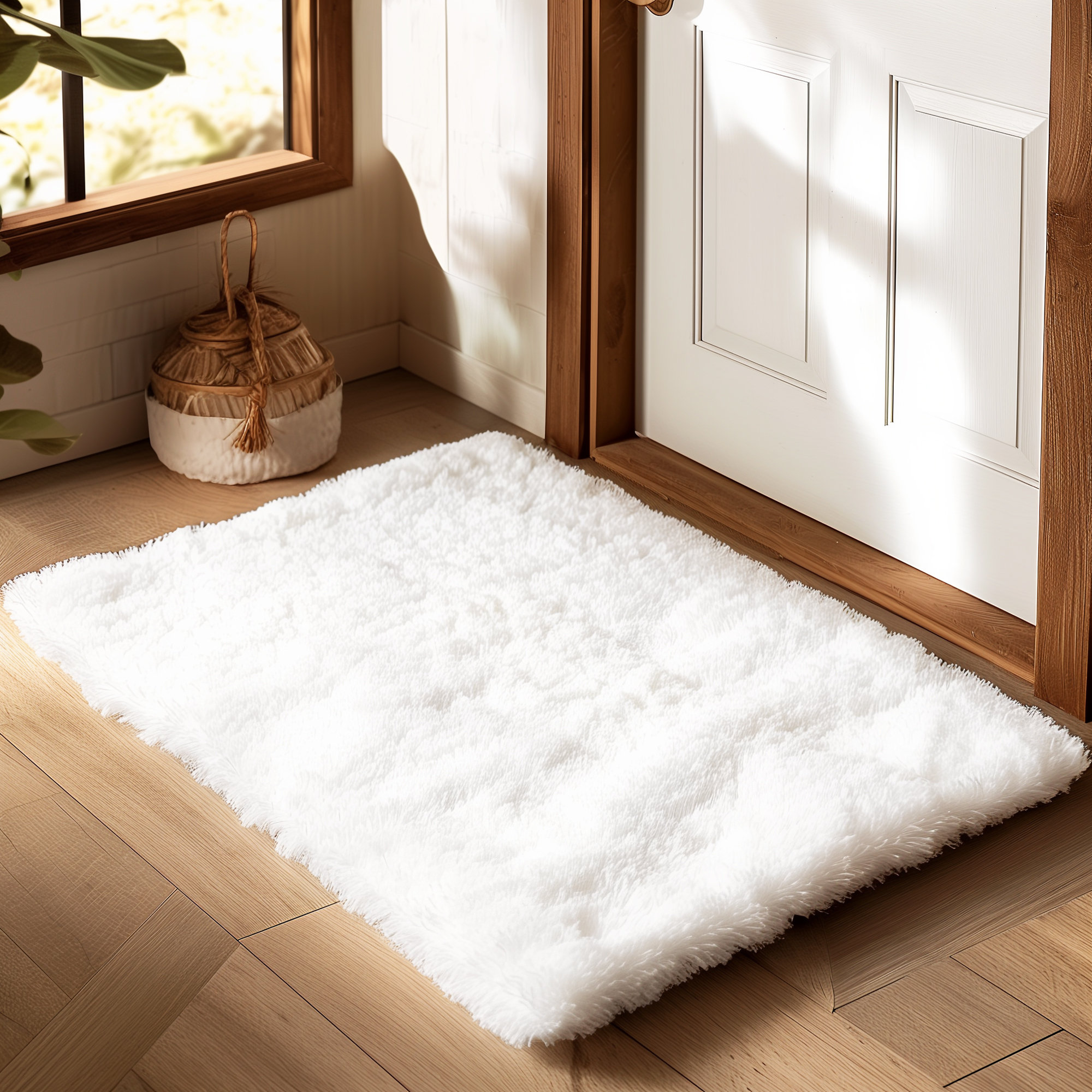 Everly Quinn White Fluffy Rug For Living Room Bedroom Indoor Plush ...