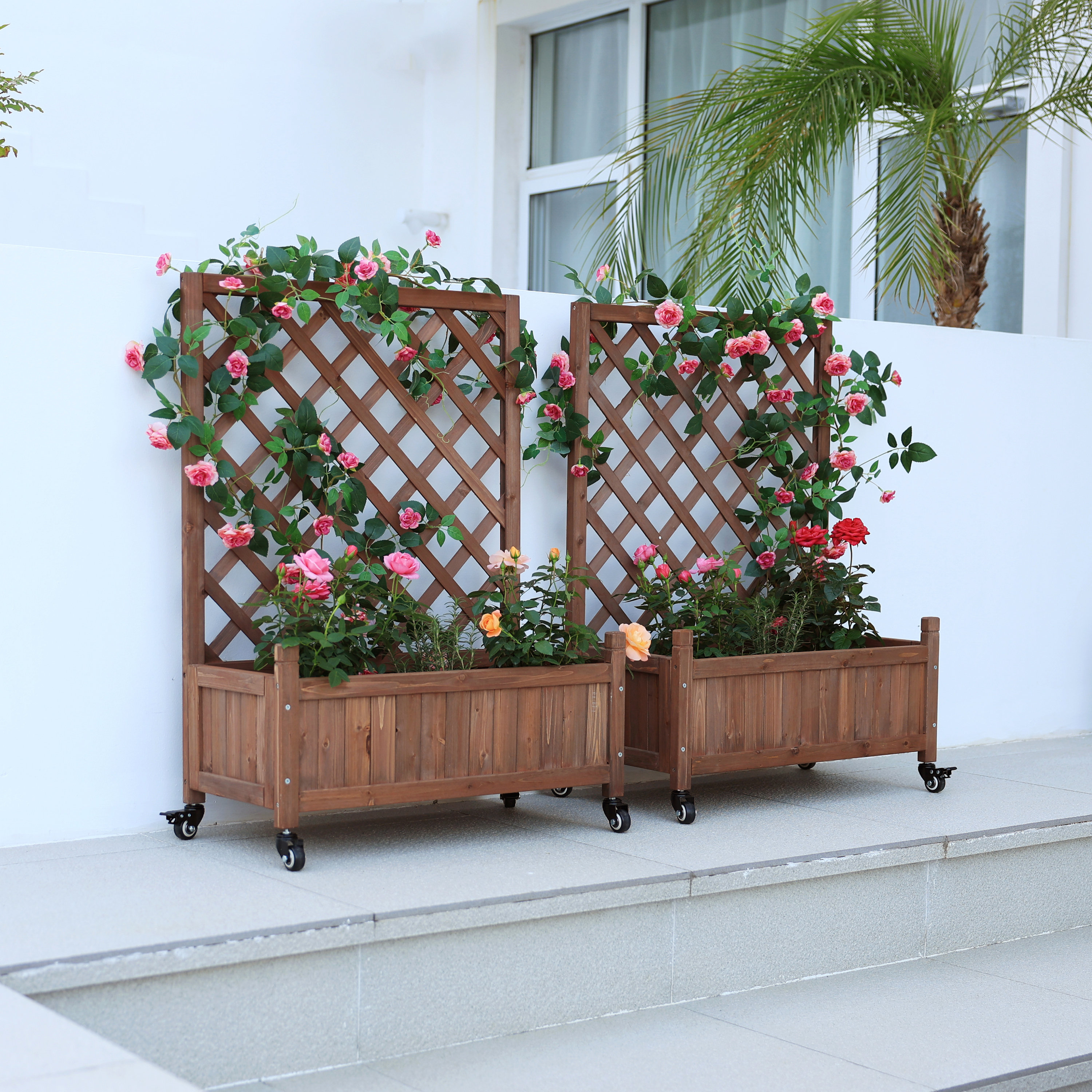 Blue Elephant Tinatin 37" H 2-Piece Mobile Outdoor Raised Garden Bed ...