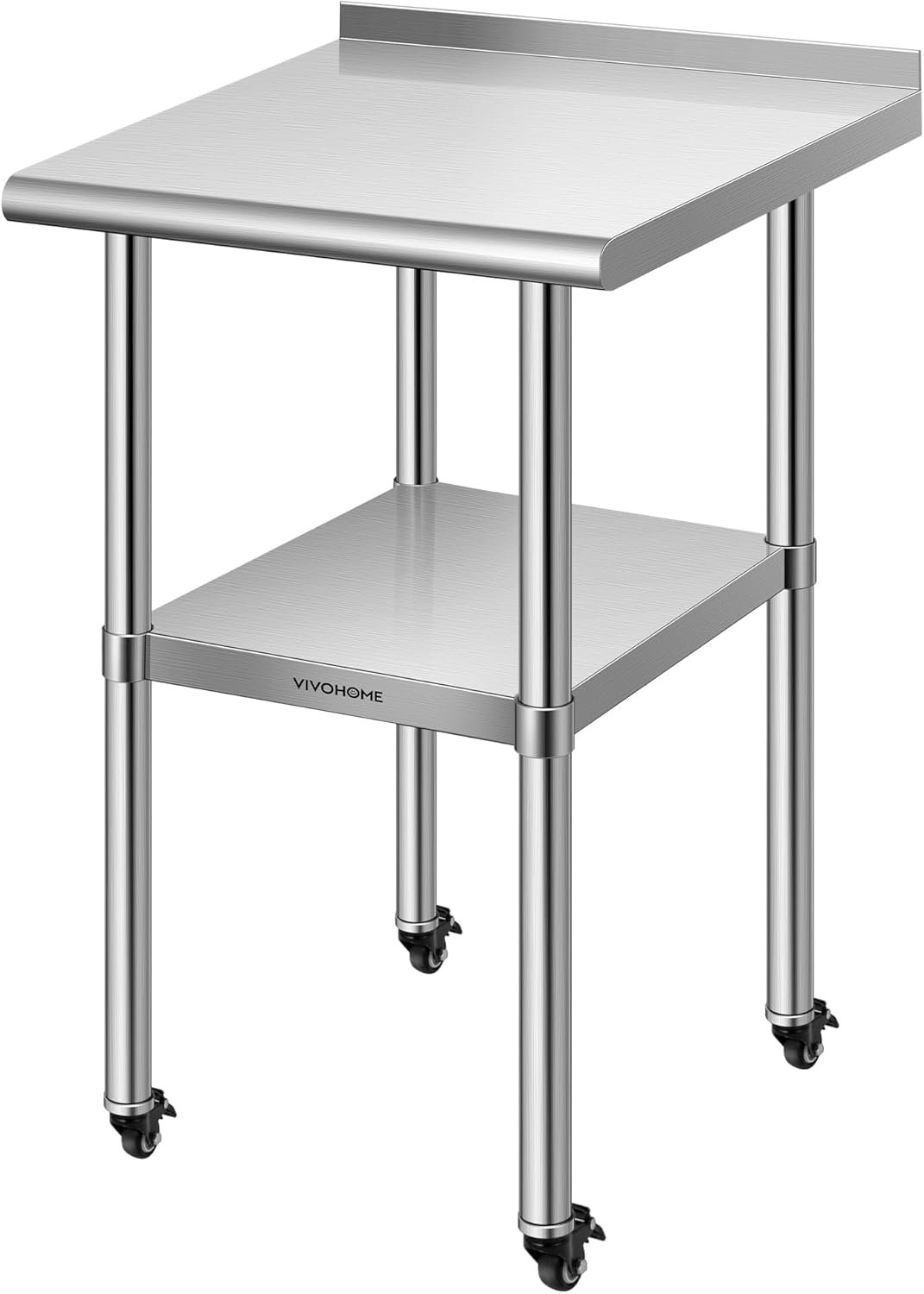17 Stories Stainless Steel Work Table With Backsplash And Wheels | Wayfair